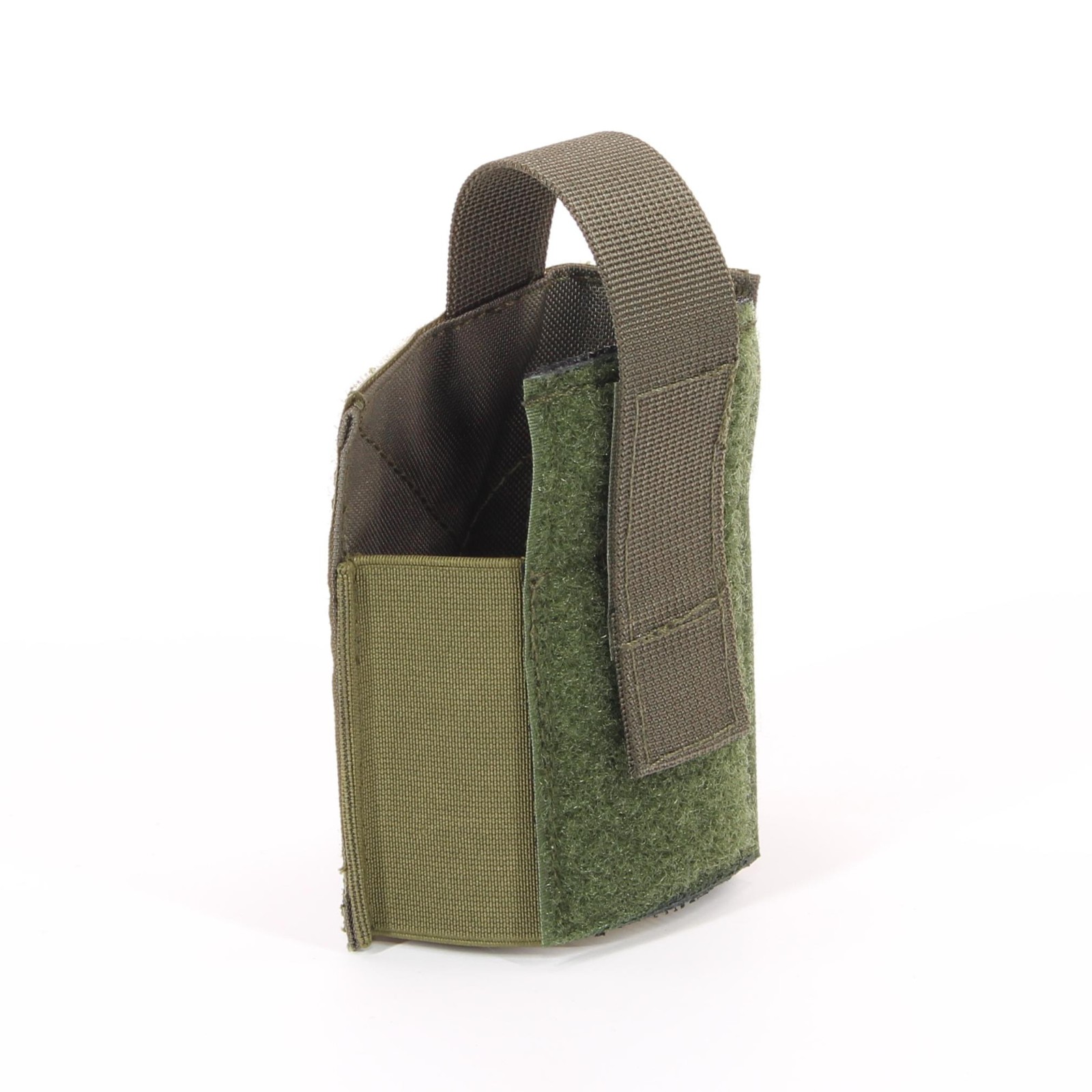 Gun holder on fabric base with Velcro fastening and safety catch