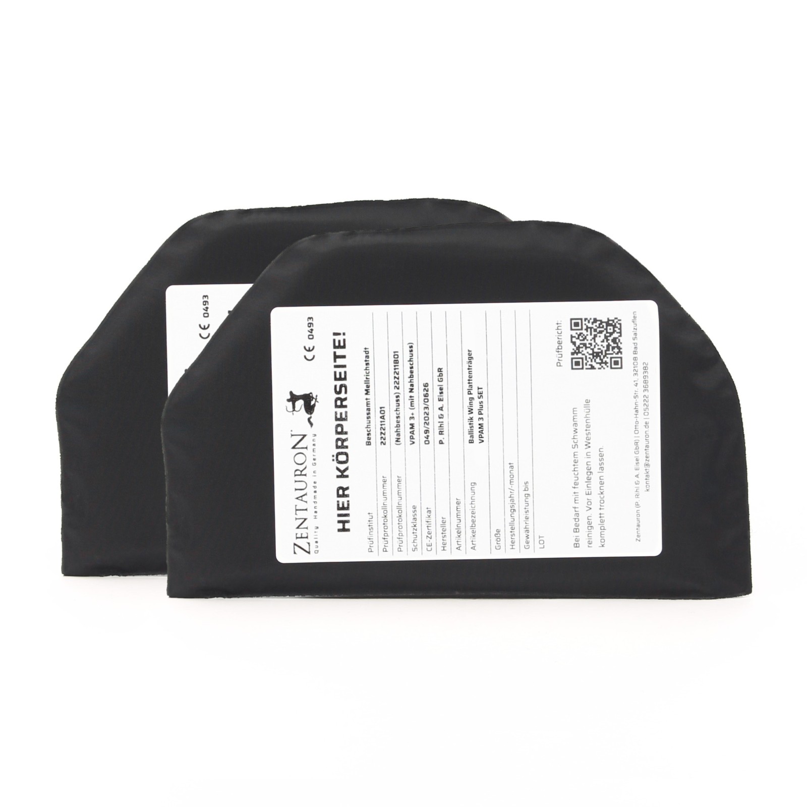 Plate carrier ballistics wings with VPAM 3 soft ballistics as SET