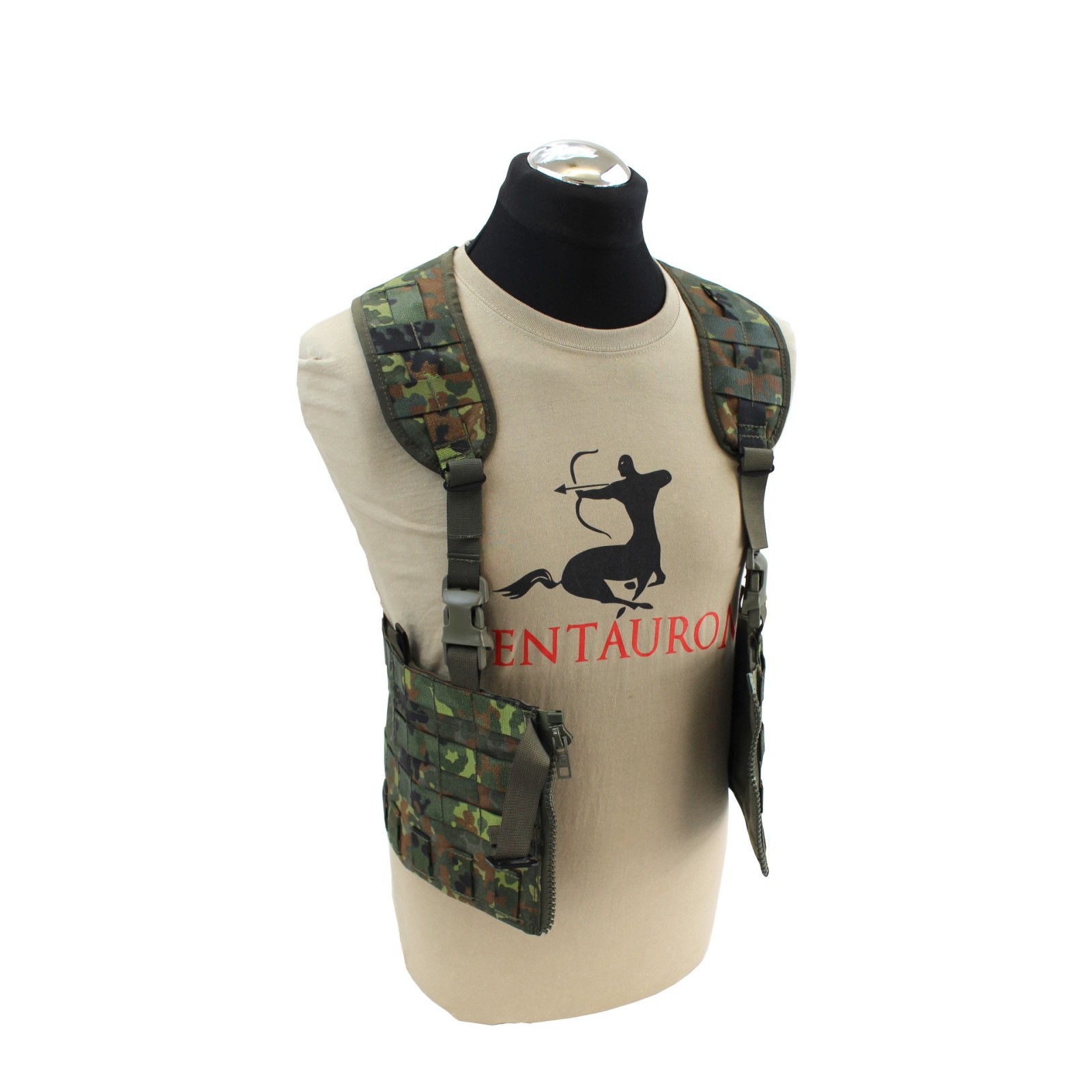 Split Front Chest Rig with MOLLE system for individual outfitting