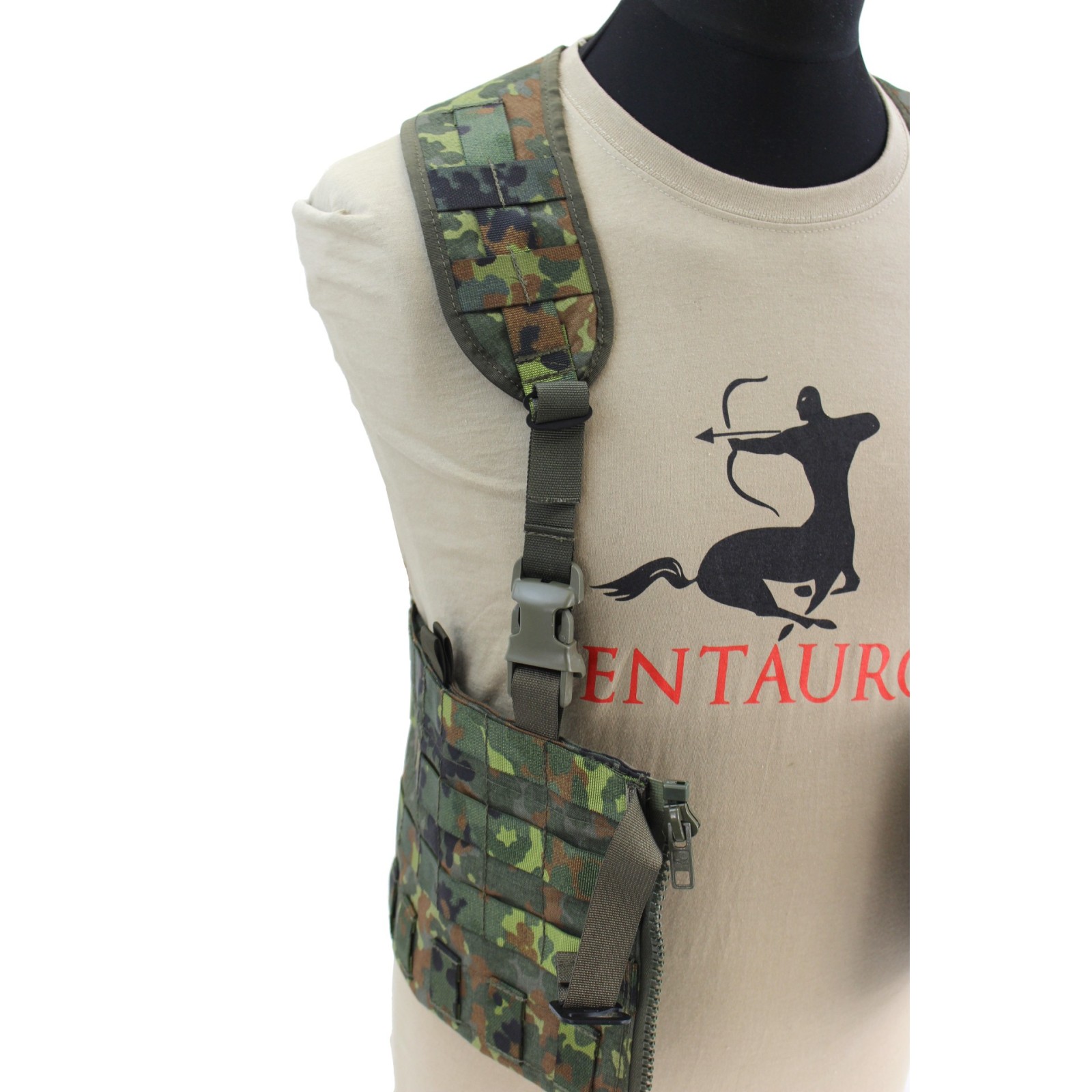 Split Front Chest Rig with MOLLE system for individual outfitting